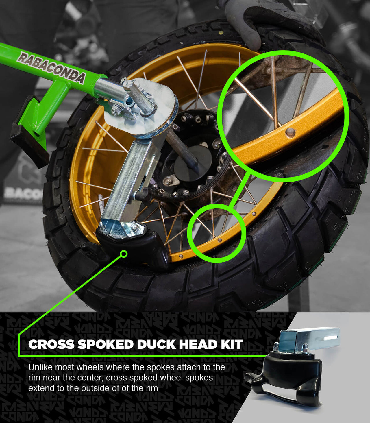 Duck Head Kit for Cross-Spoked Wheels for Street Bike Tire Changer ...